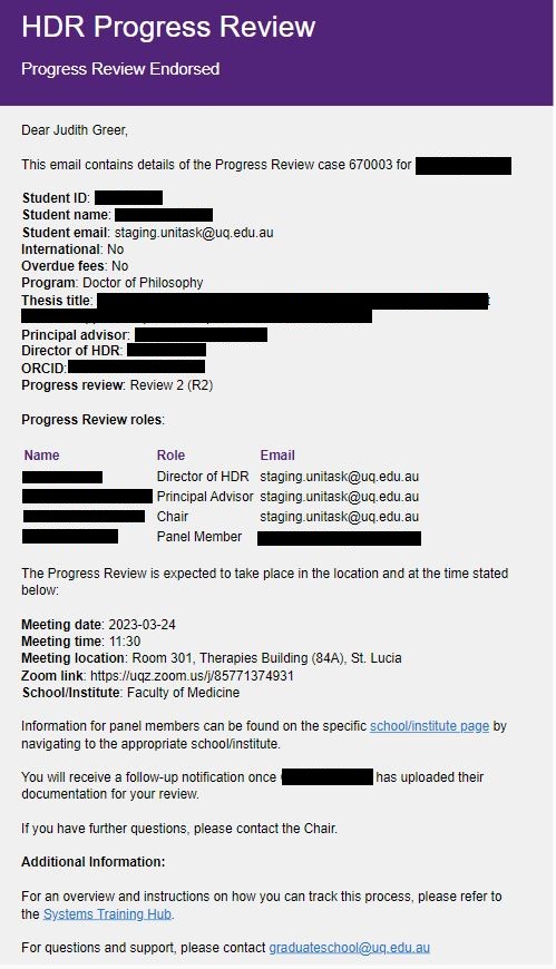 Complete an HDR Progress Review request – DHDR - Systems Training Hub - University of Queensland